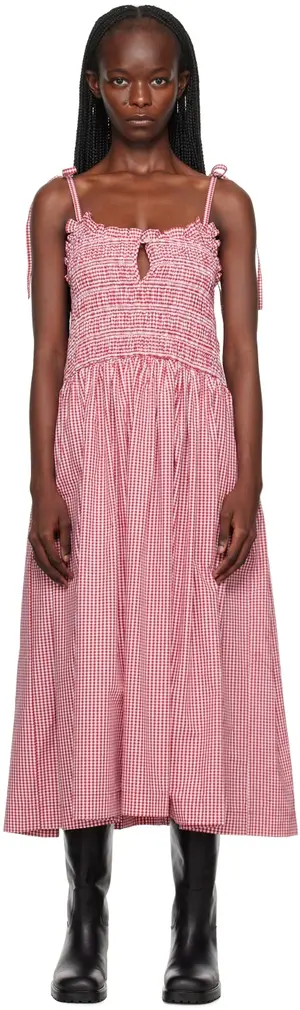 Sandy Liang Sandy Liang Red Kanteen Midi Dress - 920 Picnic Gingham