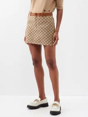 Gucci Gucci - GG-supreme Canvas Mini Skirt - Womens - Brown - 44 IT - Brown