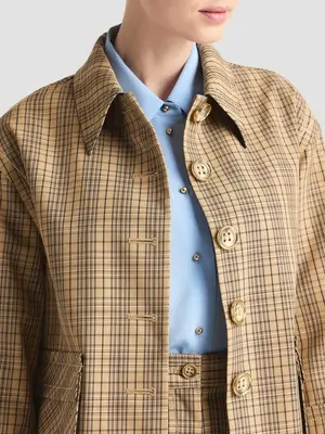 St. John Collection Line Technical Plaid Jacket - Tan Multi