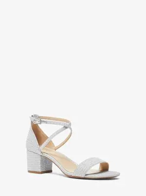 Michael Kors Serena Flex Glitter Chain-Mesh Sandal Silver