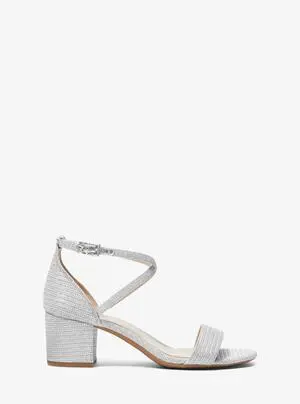 Michael Kors Serena Glitter Chain Mesh Block Heel Sandals
