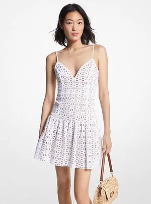 Michael Kors Eyelet Cotton Dress White