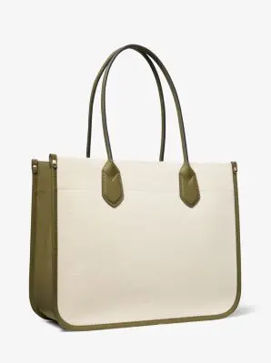Michael Kors Heidi Large Stripe Canvas Tote Bag In Green - 60% Off