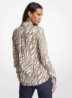 Michael Kors Status Print Georgette Blouse In Size By