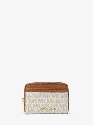 Michael Kors Jet Set Travel Medium Logo Zip-around Card Case - Natural