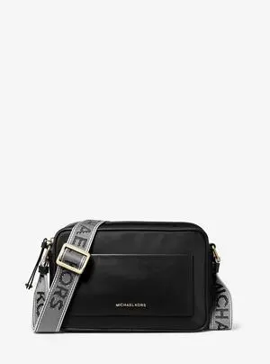 Michael Kors Jet Set Large Nylon Gabardine Crossbody Bag In By - Black