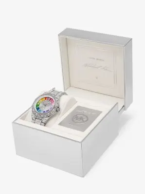 Michael Kors Pride Limited-edition Oversized Raquel Rainbow Pavé -tone Watch