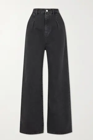 Loulou De Saison Net Sustain Attu Pleated Organic High-rise Wide-leg Jeans