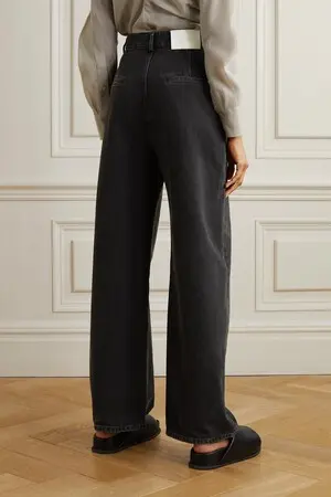 Loulou De Saison Net Sustain Attu Pleated Organic High-rise Wide-leg Jeans