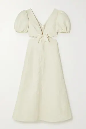 MARKARIAN Patti Silk-trimmed Cutout Floral-brocade Midi Dress - White