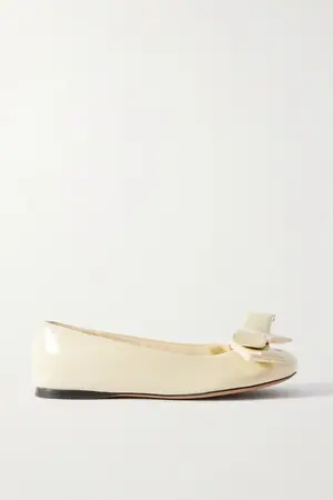 Loewe Puffy Bow-detailed Glossed-leather Ballet Flats