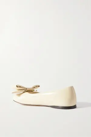 Loewe Puffy Bow-detailed Glossed-leather Ballet Flats