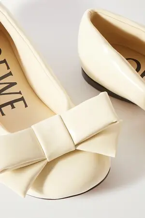 Loewe Puffy Bow-detailed Glossed-leather Ballet Flats