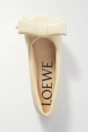 Loewe Puffy Bow-detailed Glossed-leather Ballet Flats