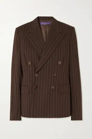 Ralph Lauren Safford Double-breasted Pinstriped Wool-twill Blazer