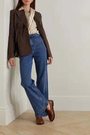 Ralph Lauren Safford Double-breasted Pinstriped Wool-twill Blazer