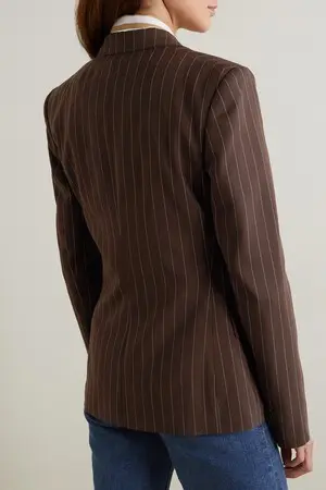Ralph Lauren Safford Double-breasted Pinstriped Wool-twill Blazer