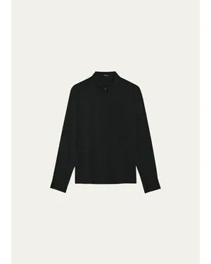 Theory Classic Fitted Silk Shirt - Black - 00