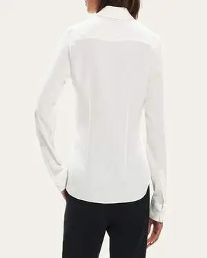 Theory Classic Fitted Silk Shirt - Ivory