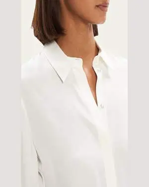Theory Classic Fitted Silk Shirt - Ivory