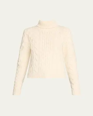 NILI LOTAN Andrina Cable Knit Turtleneck Sweater