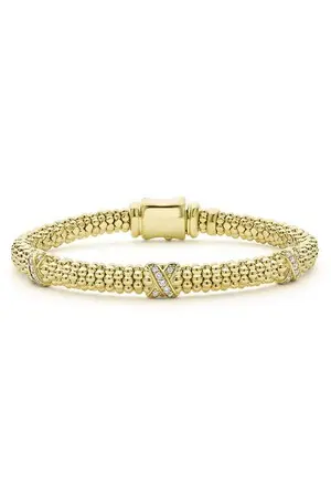 Lagos 18k Diamond X Caviar Bracelet - Gold