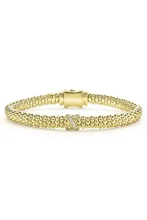Lagos 18k Diamond Caviar Bracelet - Gold