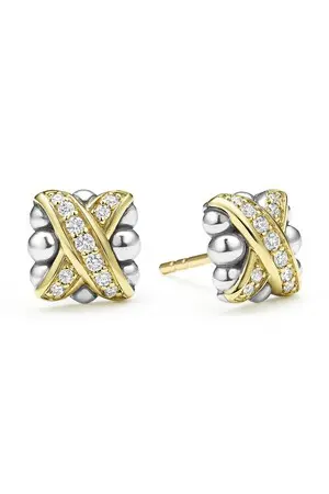 Lagos Embrace Two-tone Diamond Stud Earrings - Gold