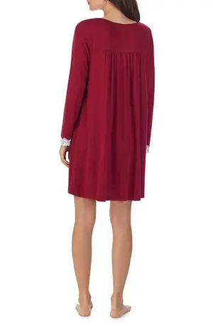 Eileen West Long Sleeve Short Nightgown - Berry