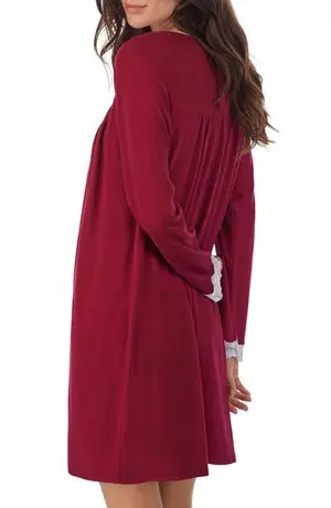 Eileen West Long Sleeve Short Nightgown - Berry
