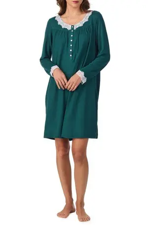 Eileen West Long Sleeve Short Nightgown Hunter