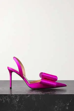 Mach & Mach Le Cadeau Crystal-embellished Satin Slingback Pumps