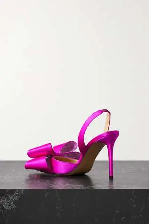 Mach & Mach Le Cadeau Crystal-embellished Satin Slingback Pumps