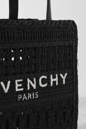 Givenchy G-tote Mini Leather-trimmed Embroidered Macramé Tote