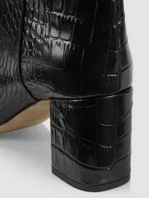 Paris Texas Anja 70mm Crocodile-embossed Leather Boots - Carbone