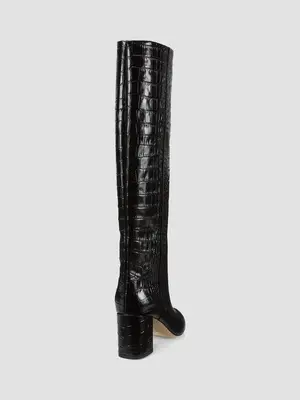 Paris Texas Anja 70mm Crocodile-embossed Leather Boots - Carbone