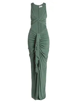 Christopher Esber Women's Vivenda Drape-Front Maxi Dress - Bottle Green  Bottle Green