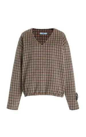Prada Oversized Checked Cashgora Sweater