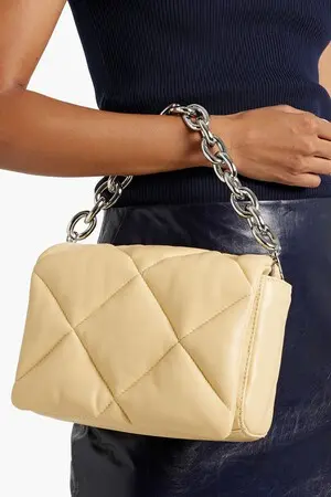 STAND STUDIO Quilted Leather Shoulder Bag White