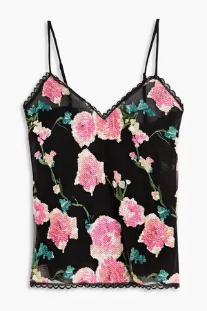 Anna Sui Sequin-embellished Tulle Camisole