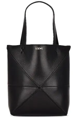 Loewe Puzzle Fold Mini Tote Bag In Burgundy