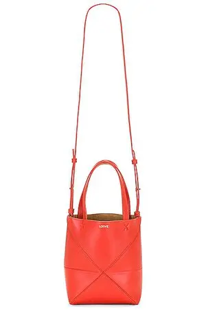 Loewe Loewe Puzzle Fold Mini Tote Bag In Burgundy Sunrise Orange