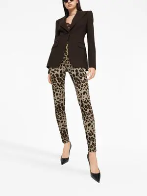 Dolce & Gabbana Logo-waistband Leopard-print Leggings - Neutrals