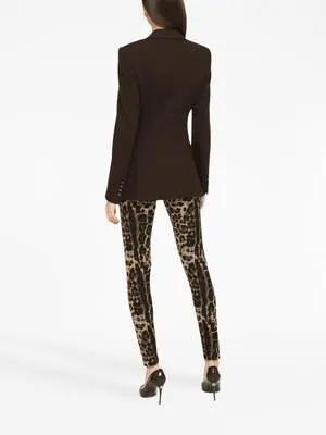 Dolce & Gabbana Logo-waistband Leopard-print Leggings - Neutrals