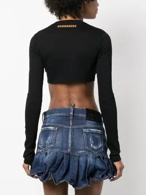 Dsquared2 Slogan-print Long-sleeve Cropped T-shirt