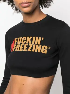 Dsquared2 Slogan-print Long-sleeve Cropped T-shirt