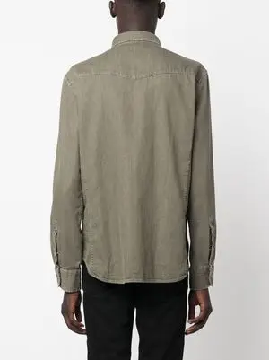 TOM FORD Pointed-collar Press-stud Denim Shirt - Green