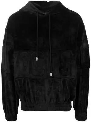 Gcds Logo-patch Velvet Hoodie