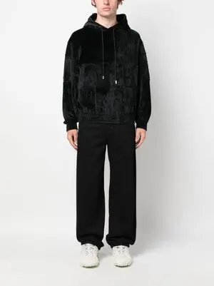 Gcds Logo-patch Velvet Hoodie