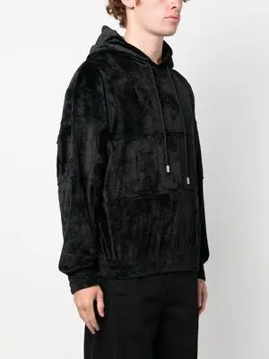 Gcds Logo-patch Velvet Hoodie
